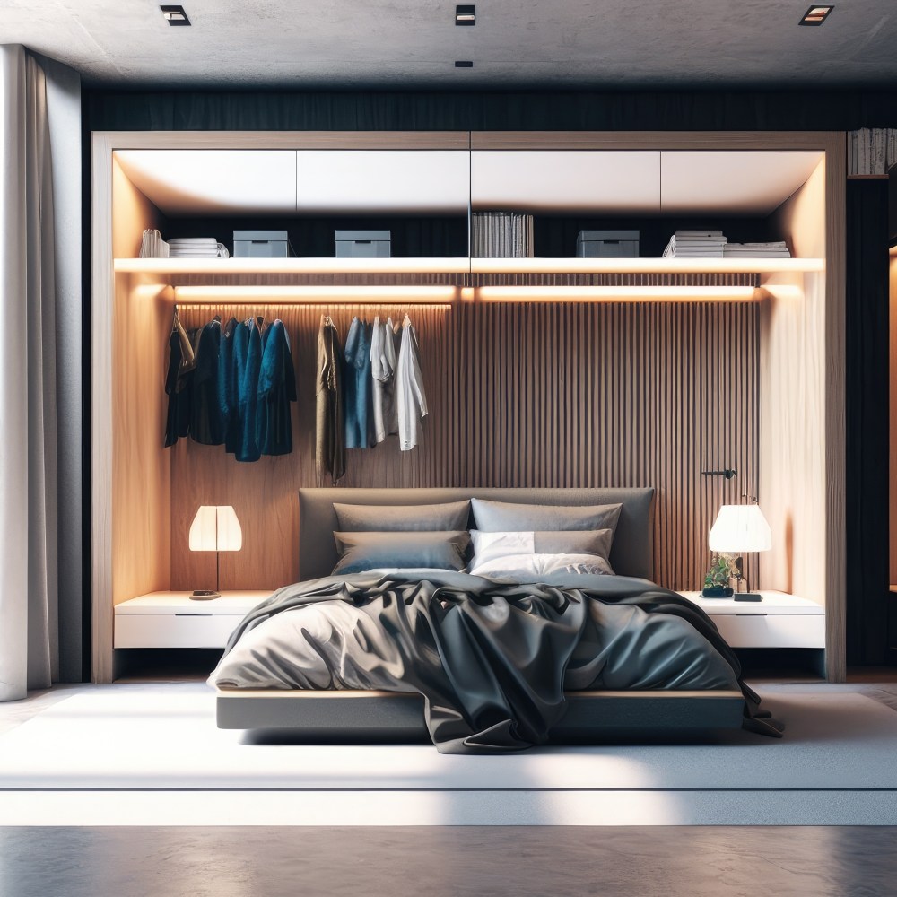 Fitted Wardrobes With Bed In The Middle | Over bed storage